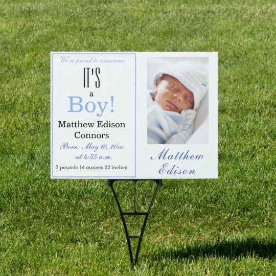 It's a Boy! Baby Photo Birth Announcement Yard Sign | Zazzle.com