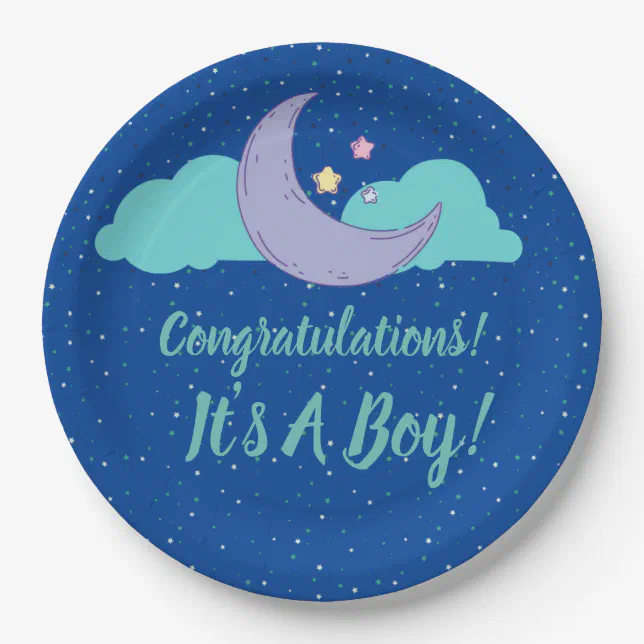 It's A Boy! Baby Shower Congratulations Plates | Zazzle
