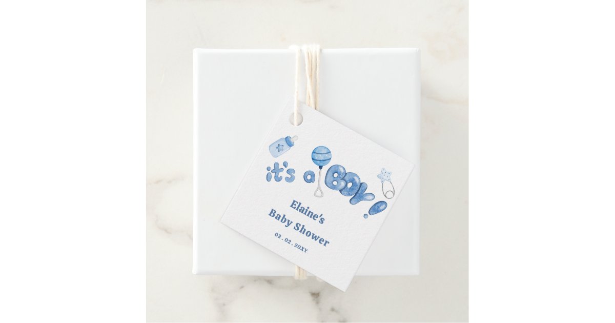 Its a Boy Baby Things Blue Boy Baby Shower Favor Tags | Zazzle