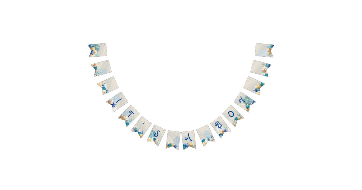 It's a Boy, Beach Themed Boy's Baby Shower Bunting Flags | Zazzle