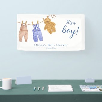 It's a Boy Blue Baby Shower Banner | Zazzle