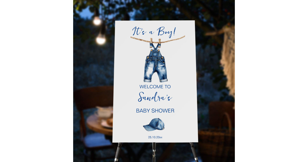 It's a boy blue jeans baby shower welcome sign | Zazzle