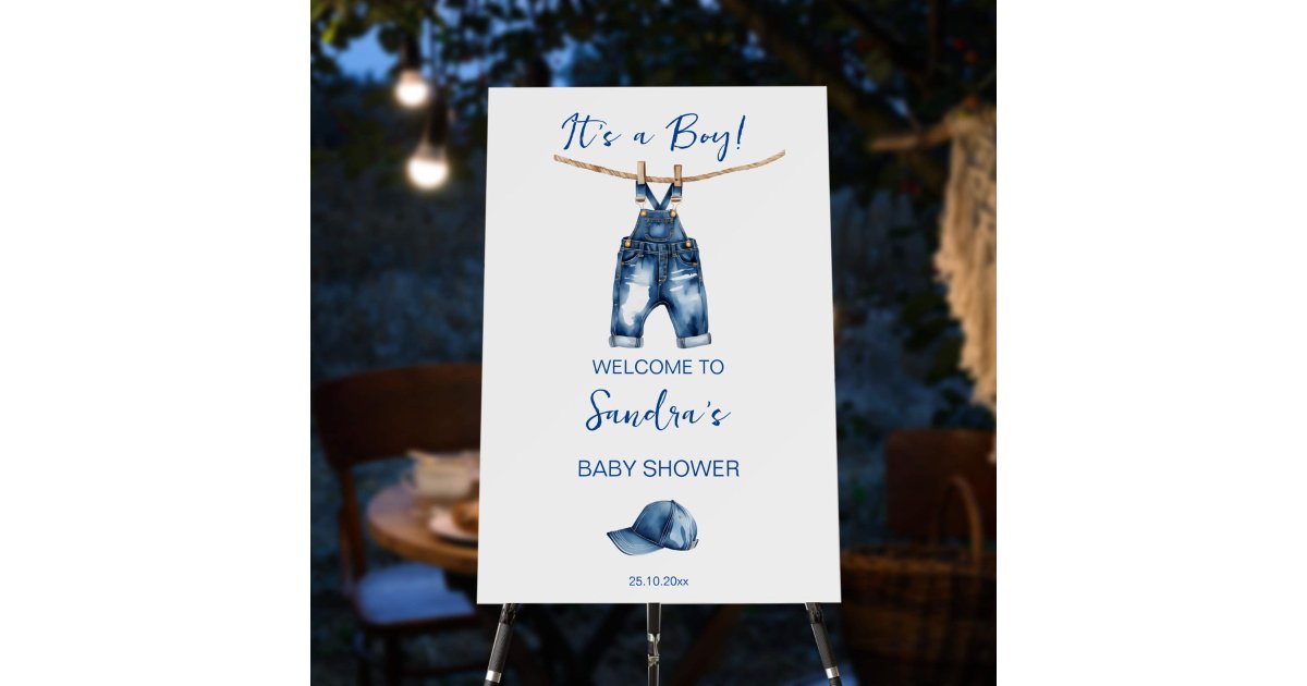 It's a boy blue jeans baby shower welcome sign | Zazzle