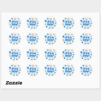 It's A Boy Classic Round Sticker | Zazzle
