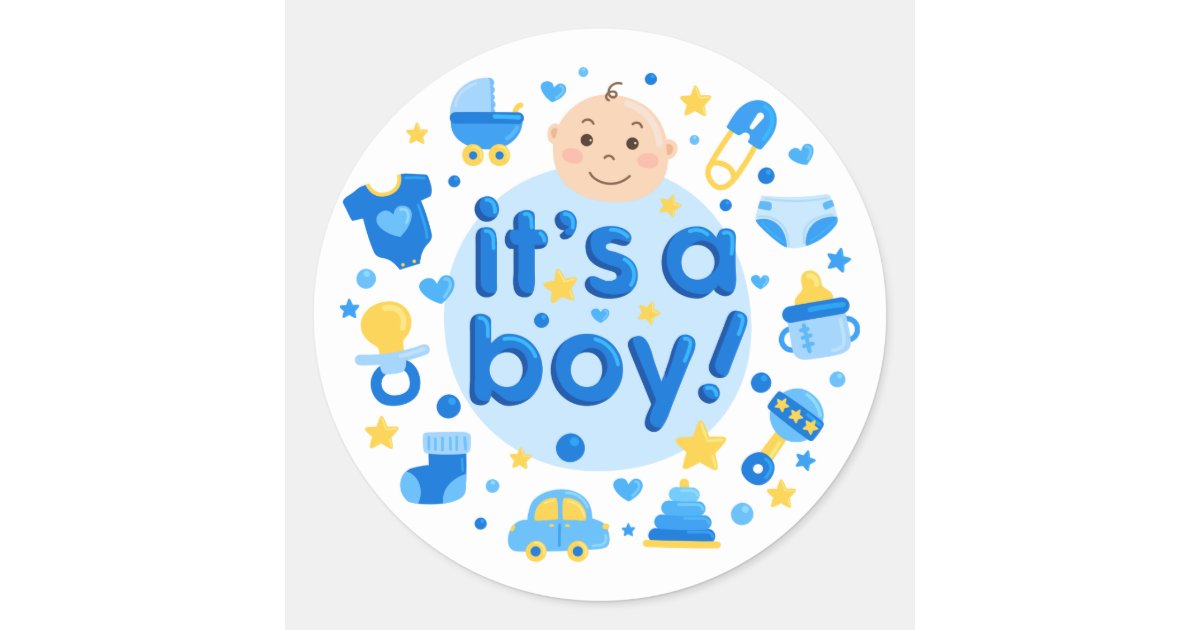 It's A Boy Classic Round Sticker | Zazzle