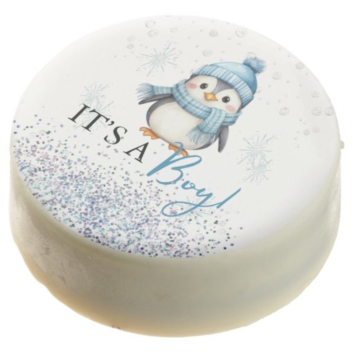 It's a Boy Cute Penguin Winter Baby Shower Chocolate Covered Oreo | Zazzle