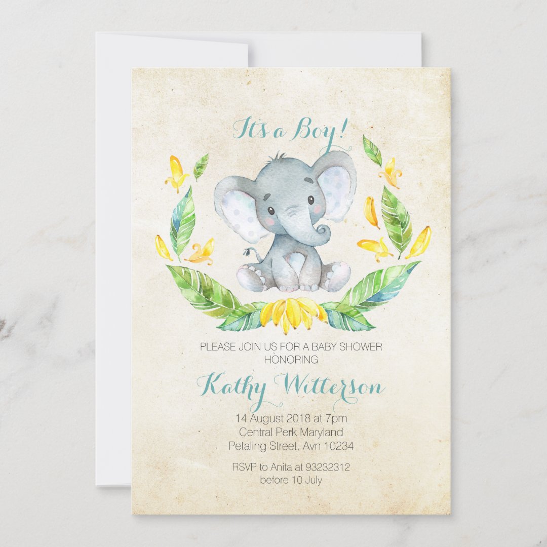 It's a boy elephant baby shower invitation | Zazzle
