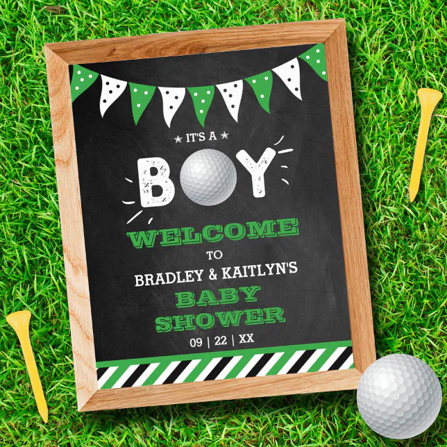 It's A Boy! Golf Themed Baby Shower Welcome Poster | Zazzle