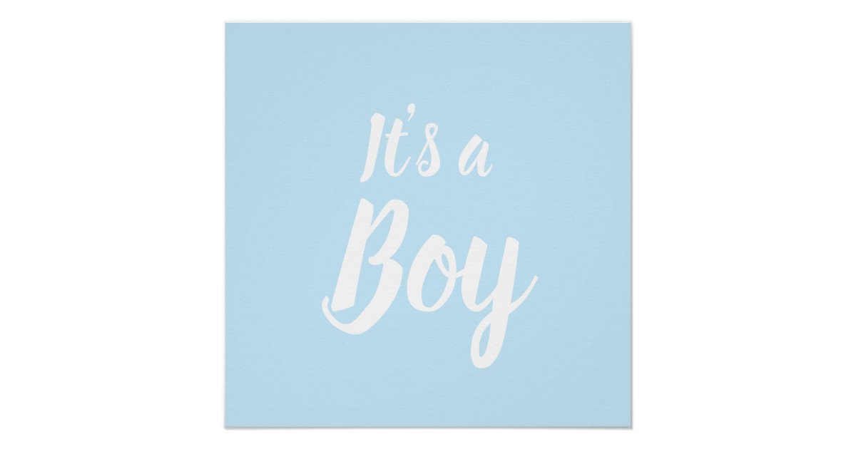 It's a Boy, light blue baby shower, gender reveal Poster | Zazzle