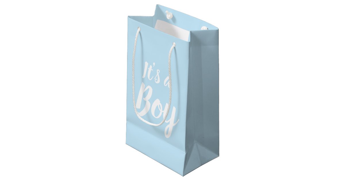 It's a Boy, light blue baby shower, gender reveal Small Gift Bag | Zazzle