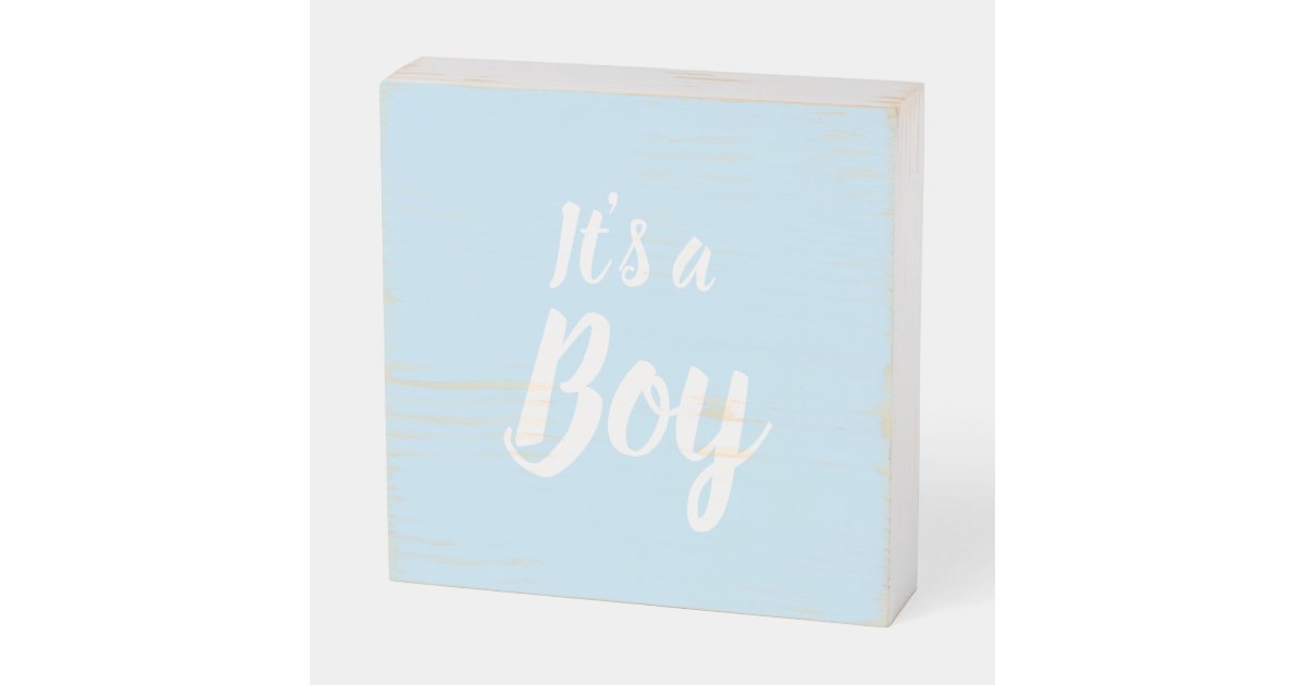 It's a Boy, light blue baby shower, gender reveal Wooden Box Sign | Zazzle