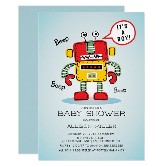 It's a Boy Robot Baby Shower Invitation | Zazzle.com