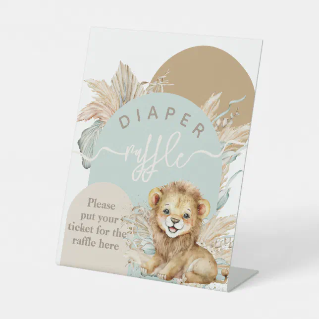 It's a boy Safari Theme Lion Baby Shower Pedestal Sign | Zazzle