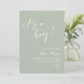 It's a Boy! Sage Green Minimal Baby Shower Invitation | Zazzle