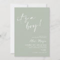 It's a Boy! Sage Green Minimal Baby Shower Invitation | Zazzle