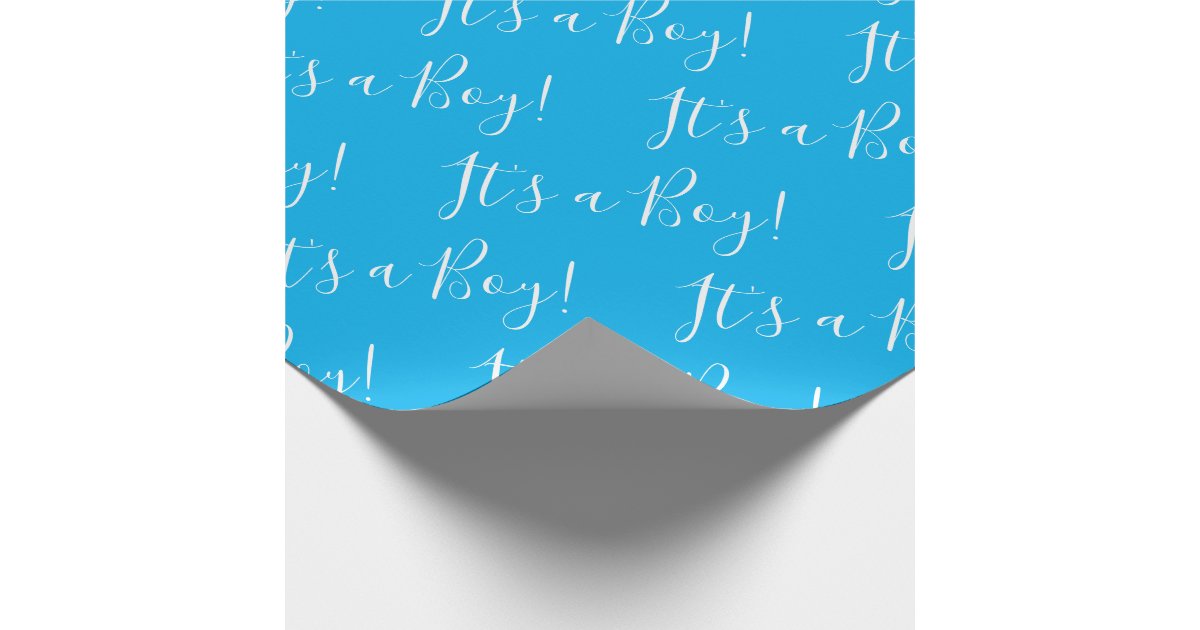 Its a Boy Script Blue Baby Shower Wrapping Paper | Zazzle
