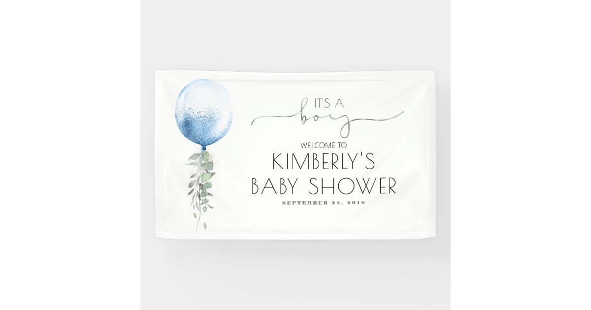 Its a Boy Silver Blue Balloon Baby Shower Banner | Zazzle