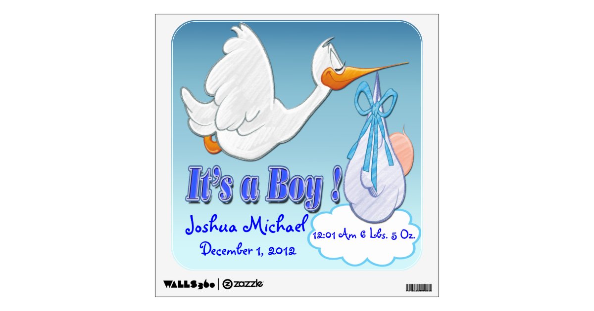 It's A Boy - Stork Keepsake Wall Decal | Zazzle