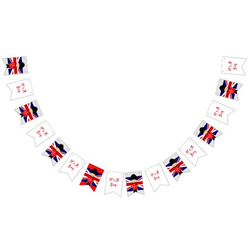 It's A Boy Union Jack Theme Baby Shower Bunting Flags | Zazzle