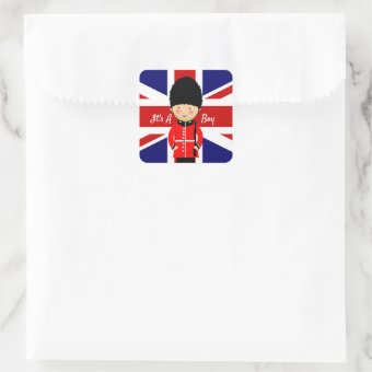 It's A Boy Union Jack Theme Baby Shower Square Sticker | Zazzle