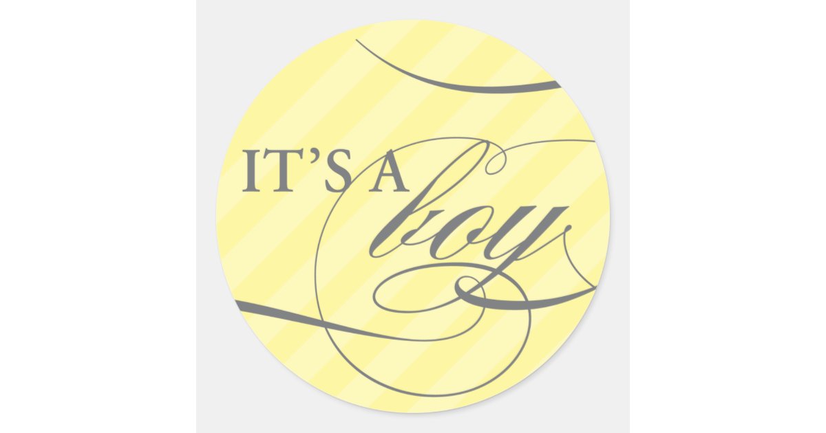 It's a Boy Yellow Striped Sticker | Zazzle