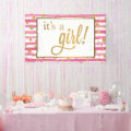 It's A Girl Banner - New Baby - Pink and Gold | Zazzle