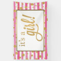 It's A Girl Banner - New Baby - Pink and Gold | Zazzle