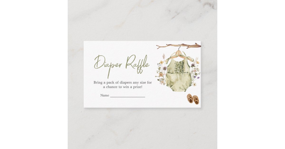 It's a Girl Boho Clothes Baby Shower Diaper Raffle Enclosure Card | Zazzle