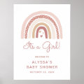 It's A Girl Boho Rainbow Baby Shower Welcome Sign | Zazzle
