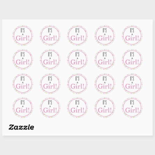 It's a Girl! Classic Round Sticker | Zazzle