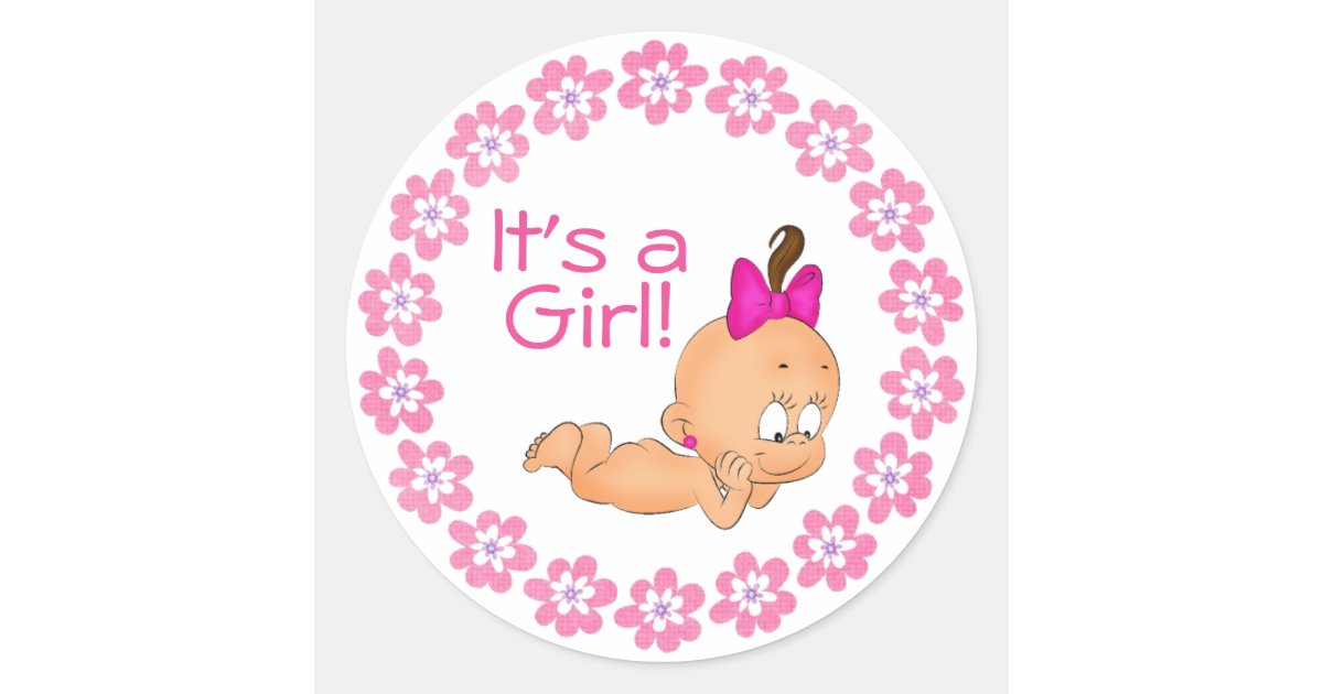 It's A Girl Classic Round Sticker | Zazzle