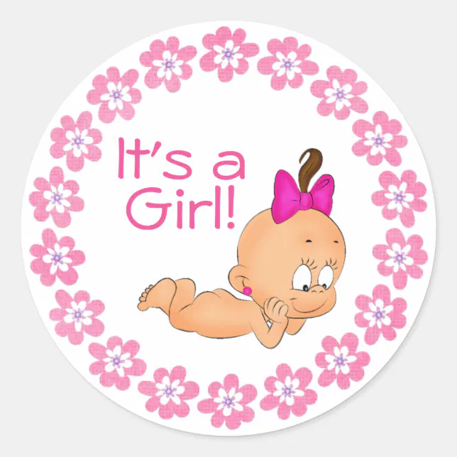 It's A Girl Classic Round Sticker | Zazzle
