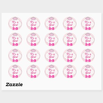 It's A Girl Classic Round Sticker | Zazzle