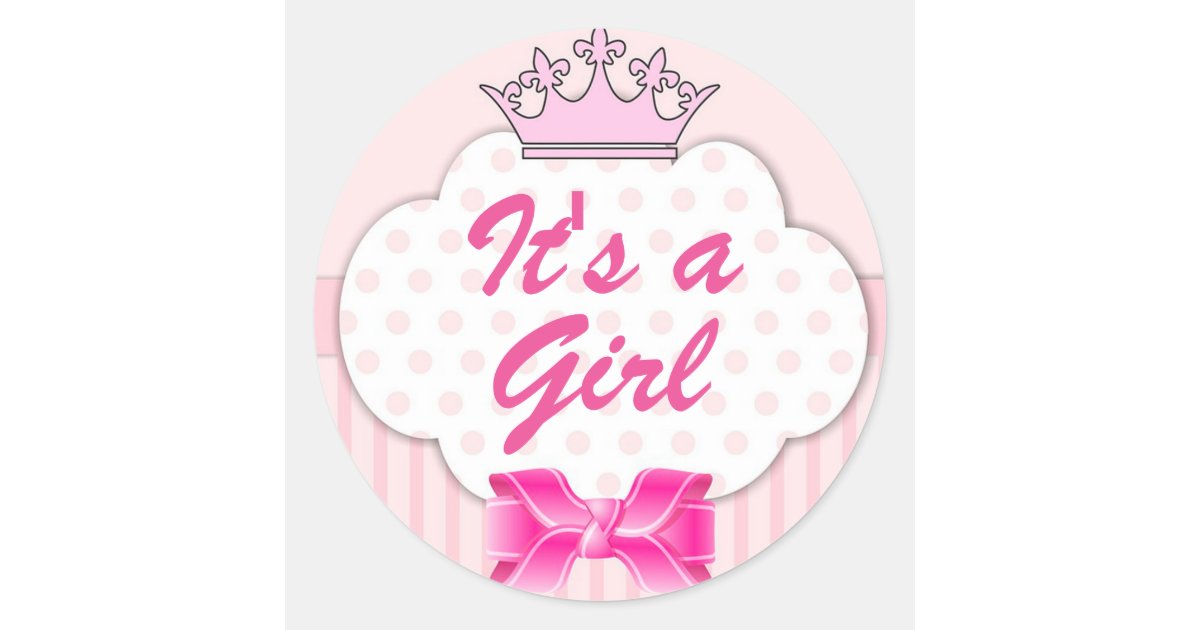 It's A Girl Classic Round Sticker | Zazzle