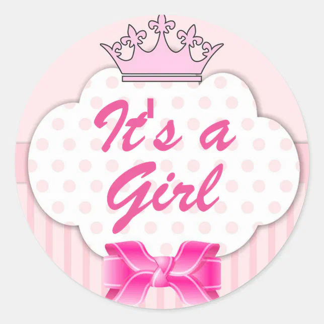It's A Girl Classic Round Sticker | Zazzle