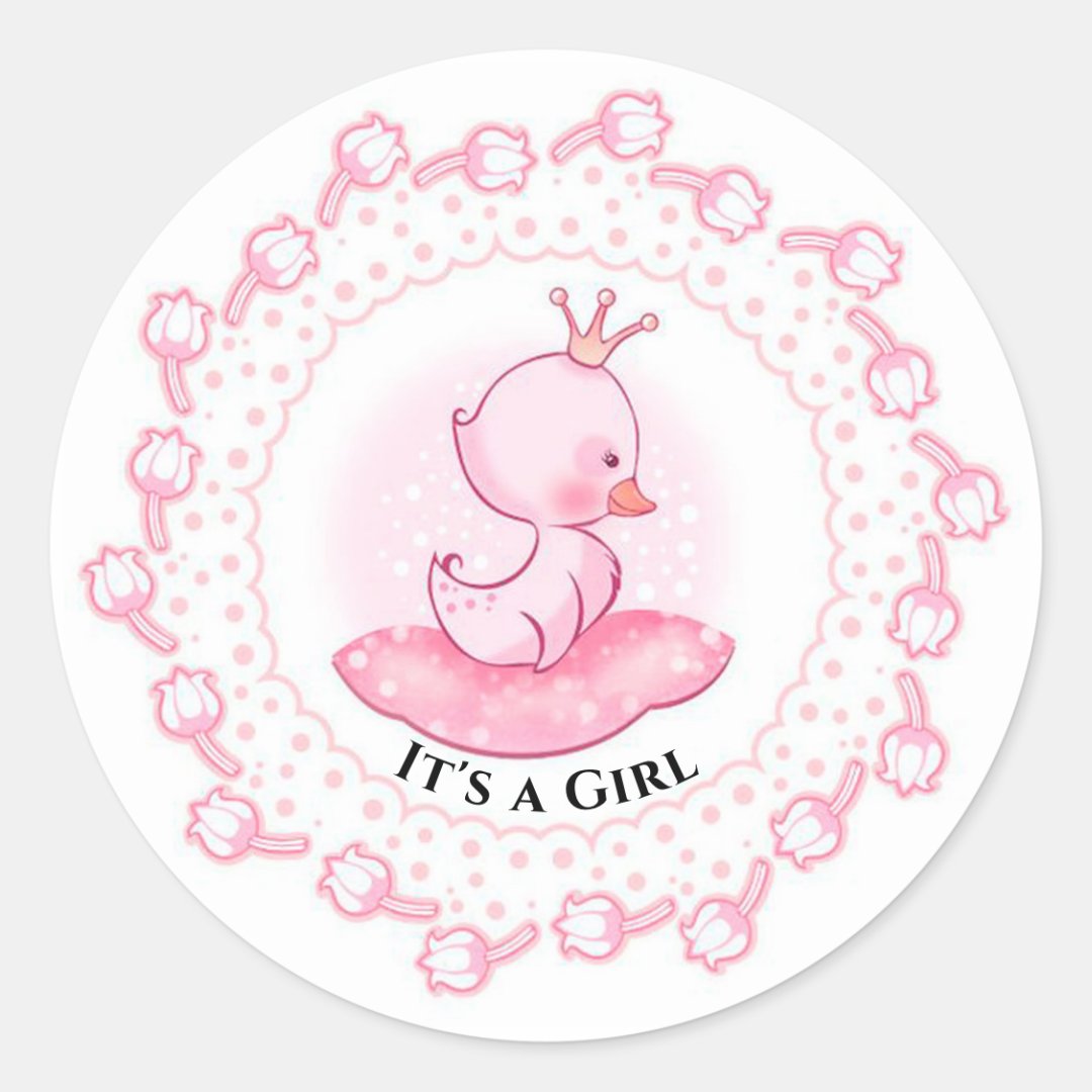 It's A Girl Classic Round Sticker | Zazzle