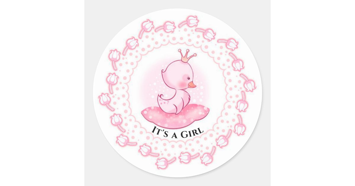 It's A Girl Classic Round Sticker | Zazzle