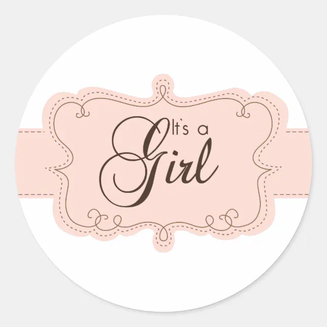 It's a Girl Cupcake Toppers/Stickers Classic Round Sticker | Zazzle