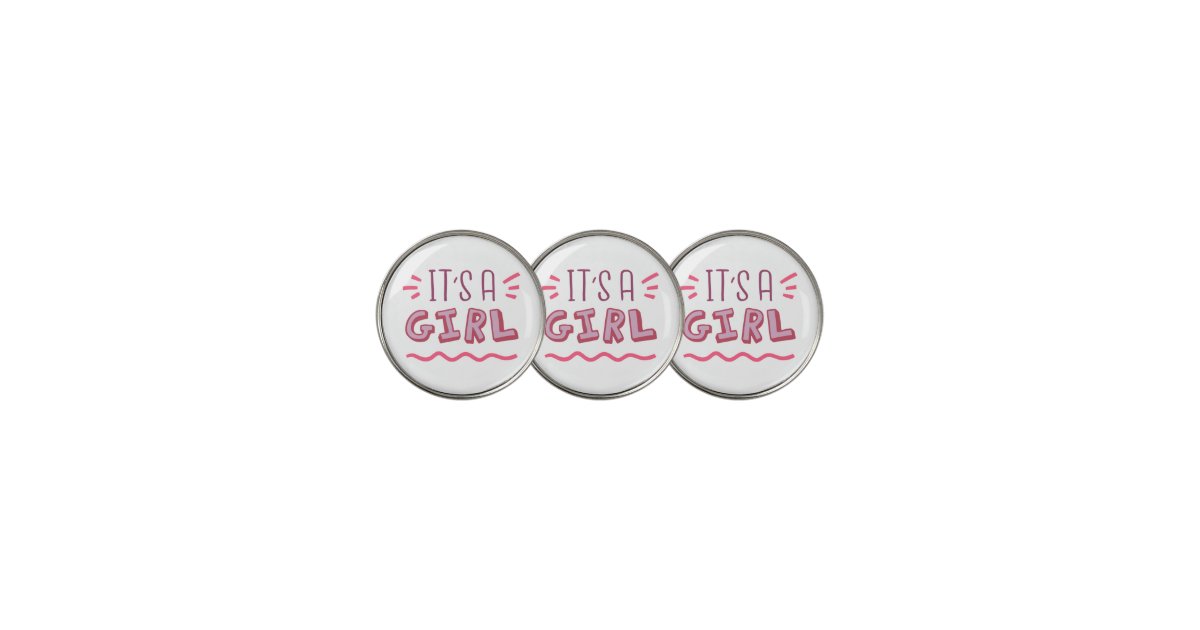It's a girl for baby shower pink wording golf ball marker | Zazzle