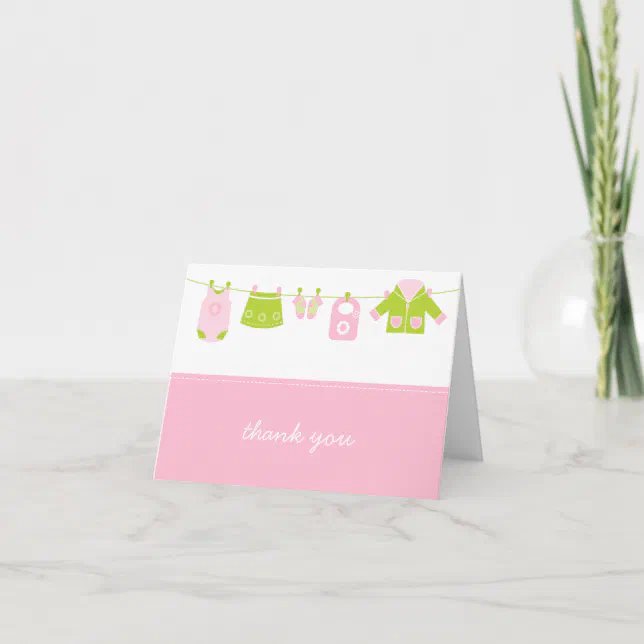 {it's a girl!} little laundry thank you card | Zazzle