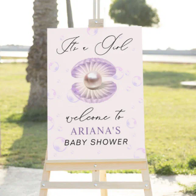 It's a Girl Little Pearl Baby Shower Welcome Sign | Zazzle