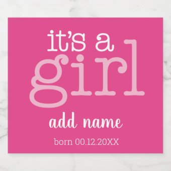 It's A Girl - Modern, Whimsical pink Beer Bottle Label | Zazzle