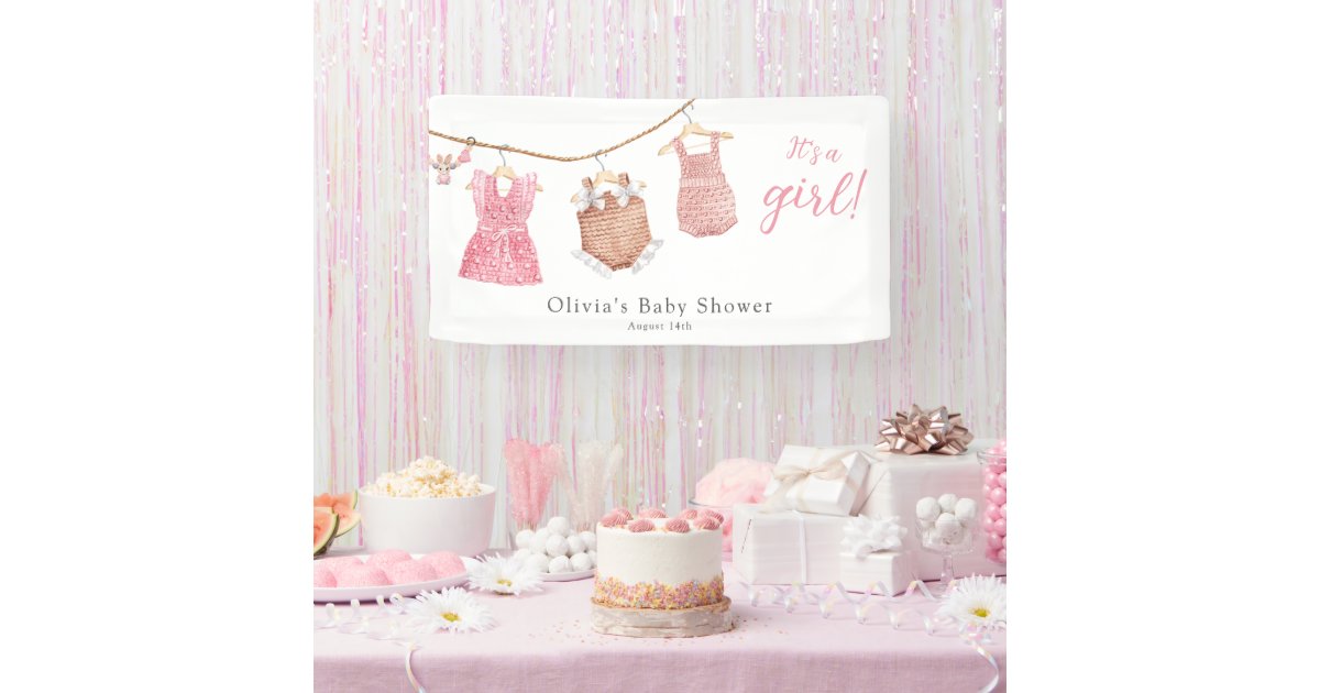 It's a Girl Pink Baby Shower Banner | Zazzle