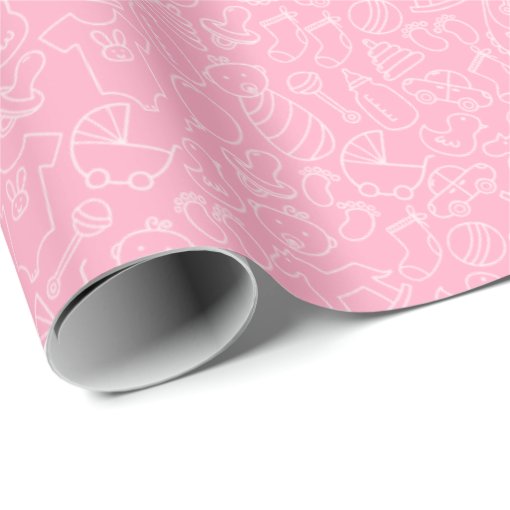 It's a Girl Pink Baby Shower Wrapping Paper | Zazzle