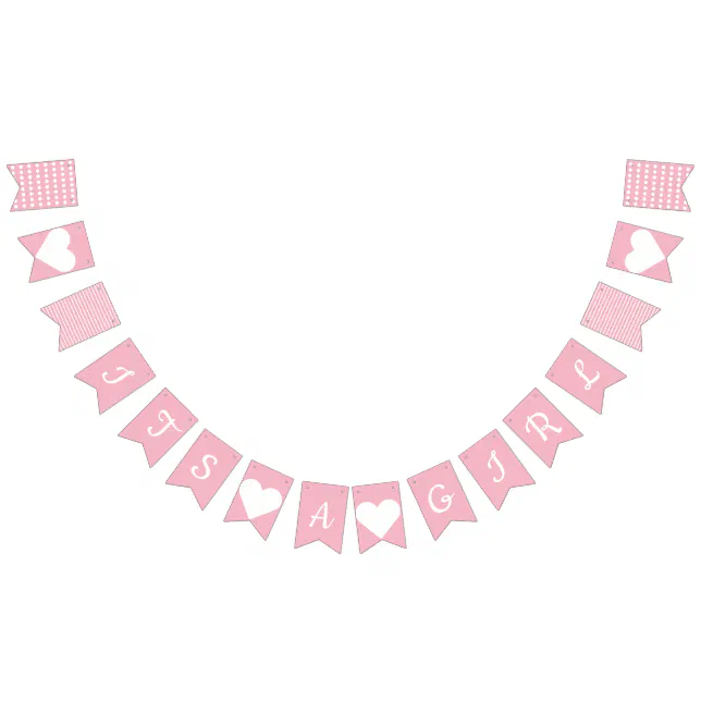 Its A Girl Preppy Bunting Bunting Flags | Zazzle