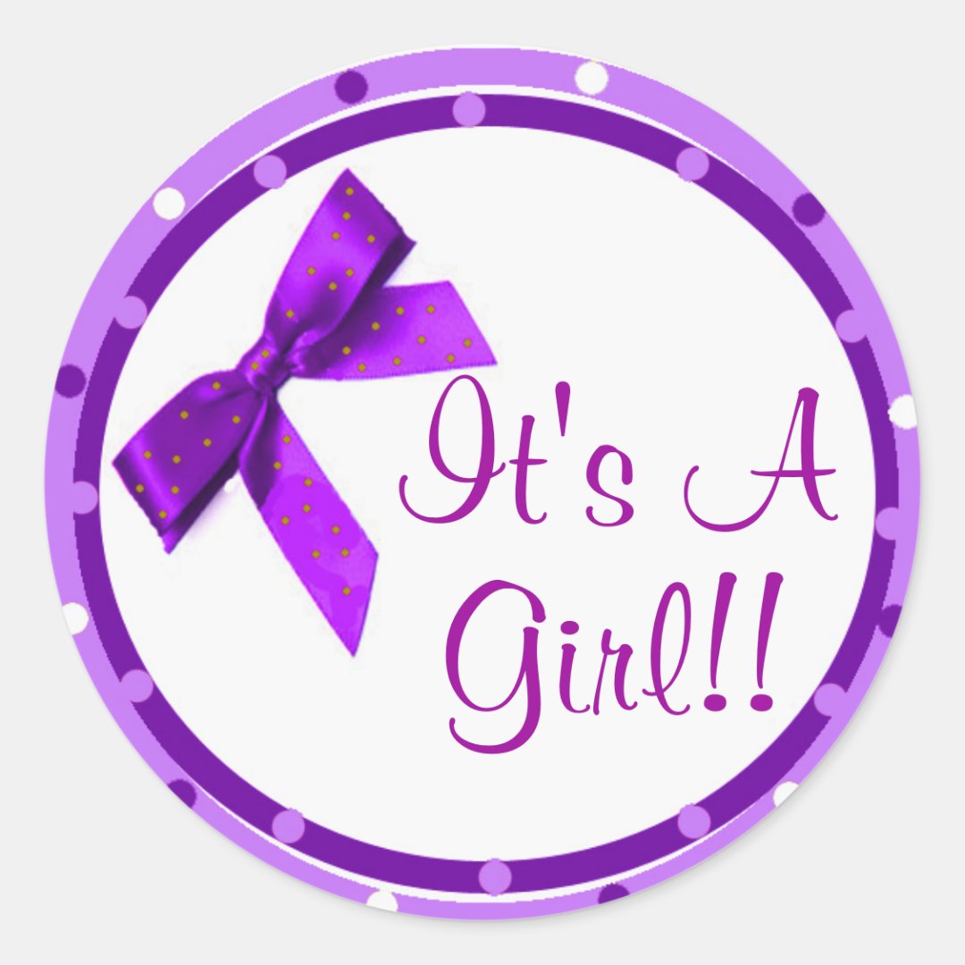 Its a Girl Purple Bow Stickers | Zazzle