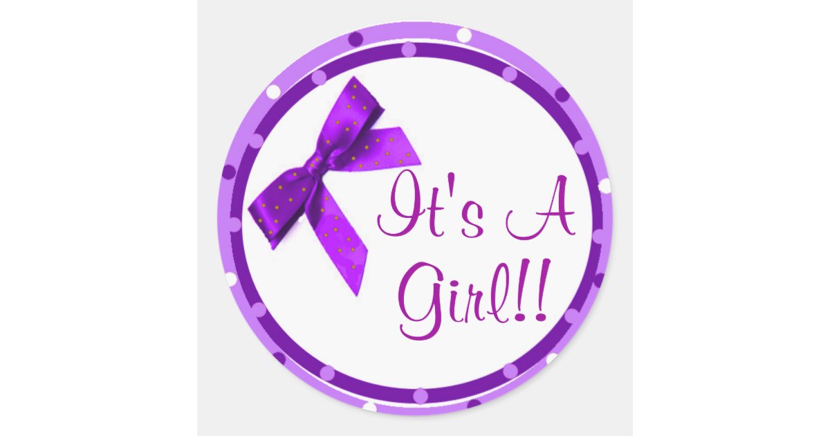 Its a Girl Purple Bow Stickers | Zazzle