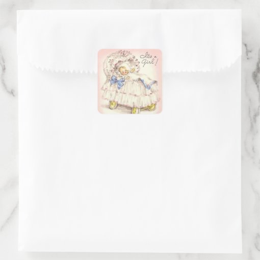 It's a girl! square sticker | Zazzle