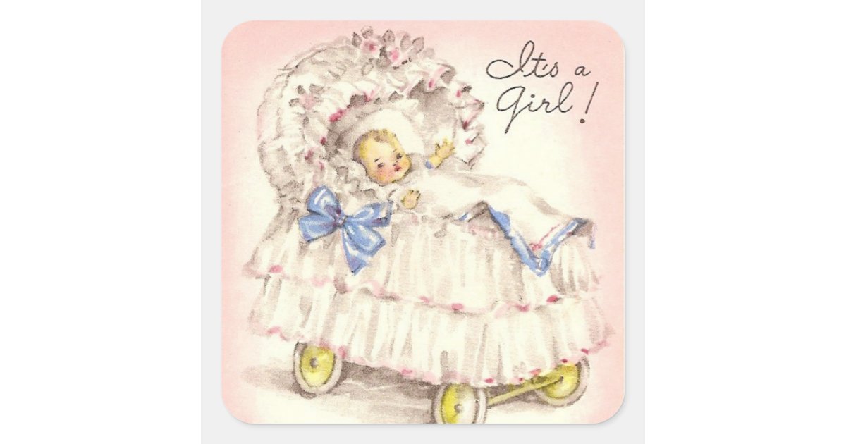 It's a girl! square sticker | Zazzle