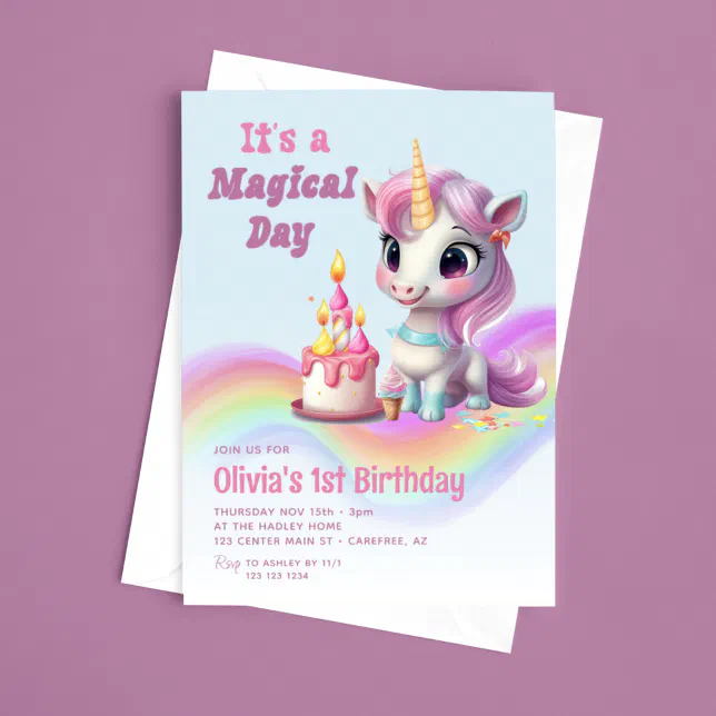 It's a Magical Day Blue 1st Birthday Invitation | Zazzle